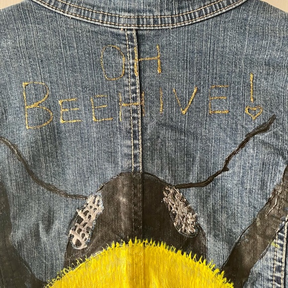 Worthington | Jackets & Coats | Hand Painted Denim Queen Bee Jacket ...